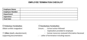 Employee Disciplinary & Termination - Termination Checklist
